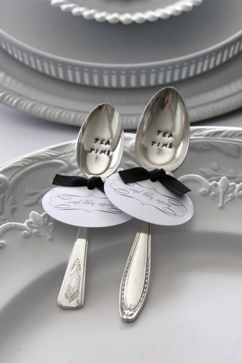 Tea Time Stamped Spoon High Tea Decor Afternoon Tea Gift | Etsy