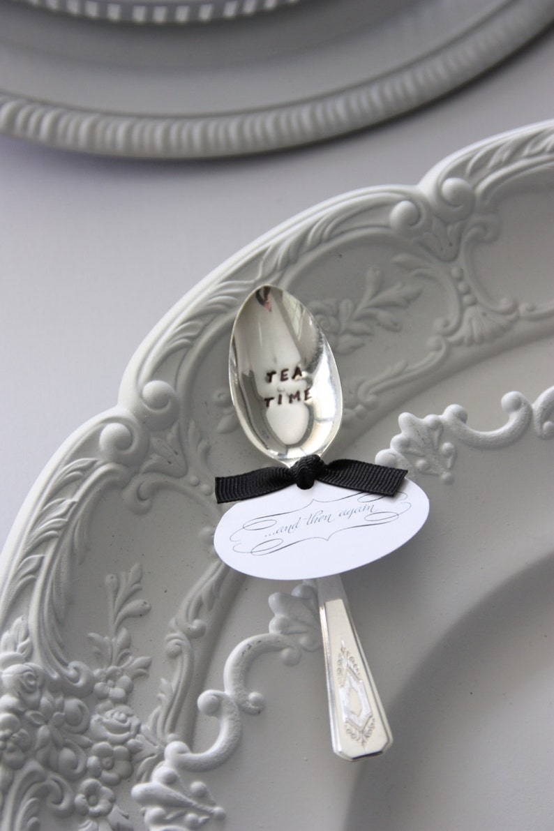 Tea Time Stamped Spoon High Tea Decor Afternoon Tea Gift | Etsy