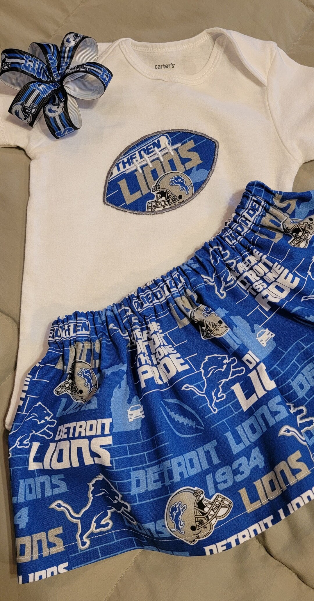 Detroit Lions 3pc Girls Bodysuit Set - Etsy