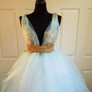 Ethereal Romantic Mint Green & Gold Lace Tulle Garden Nymph Babydoll ...