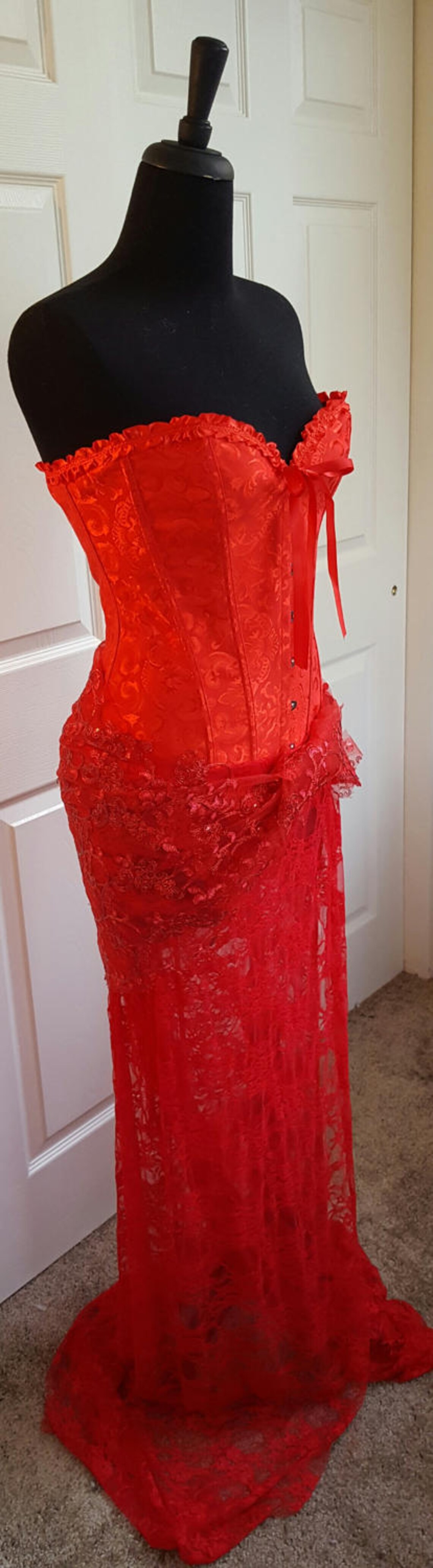 Sexy Red Jessica Rabbit Inspired Corset Lace Mermaid Bridal Wedding ...