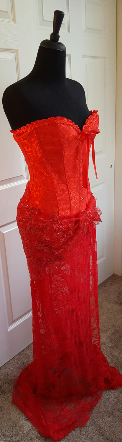 Sexy Red Jessica Rabbit Inspired Corset Lace Mermaid Bridal Wedding ...