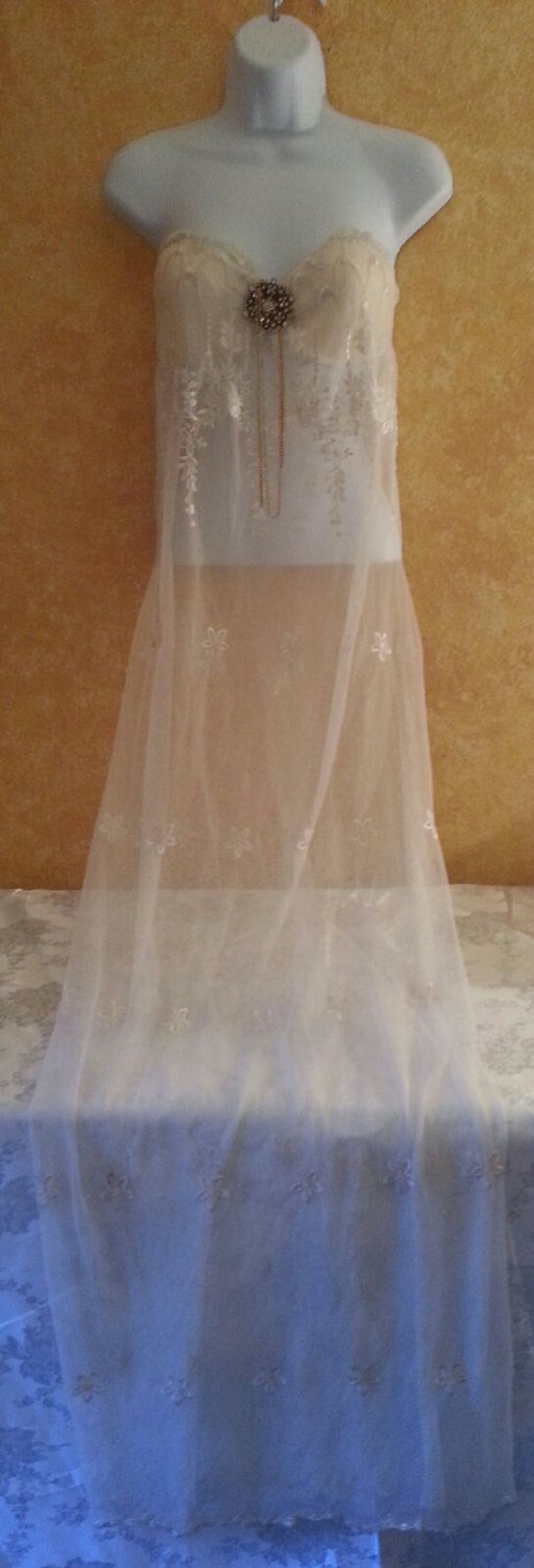 Vintage Style Ivory Lace Crystal Sheath Bridal Wedding Gown - Etsy