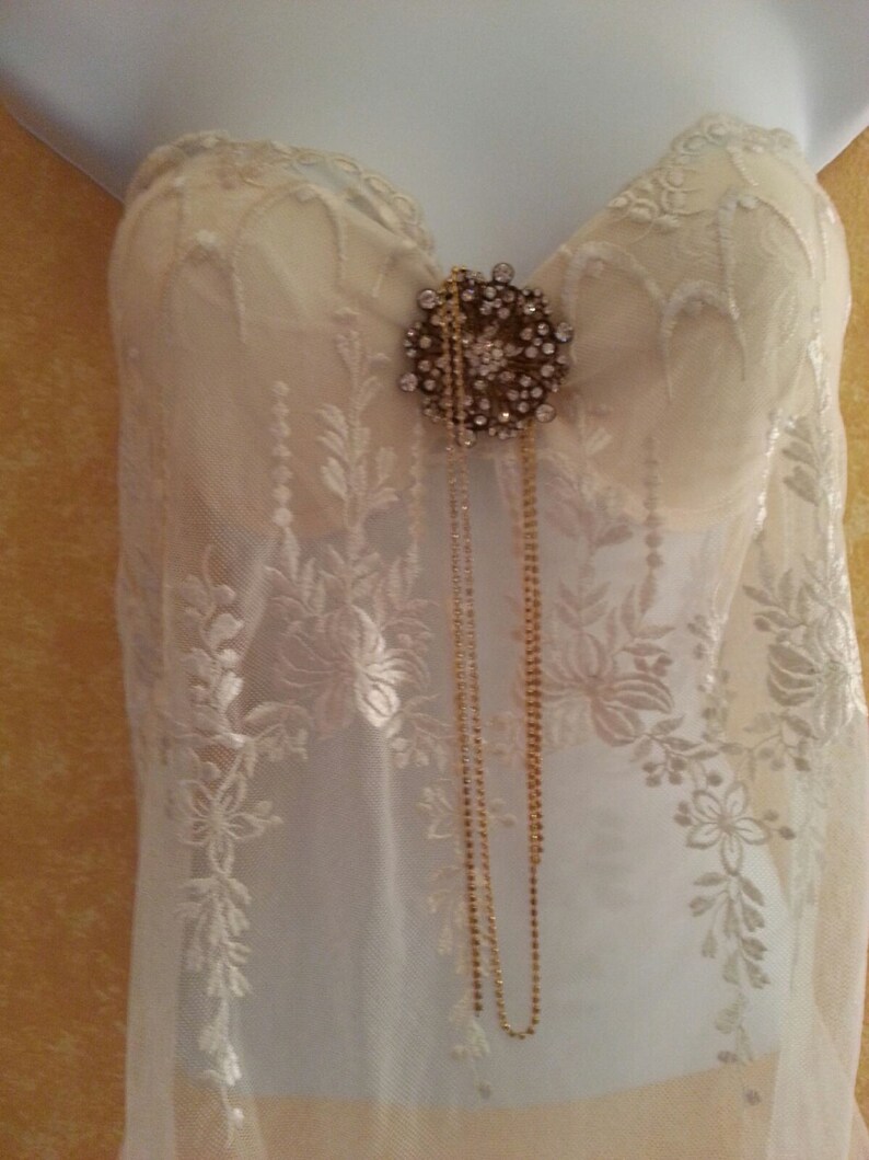Vintage Style Ivory Lace Crystal Sheath Bridal Wedding Gown - Etsy
