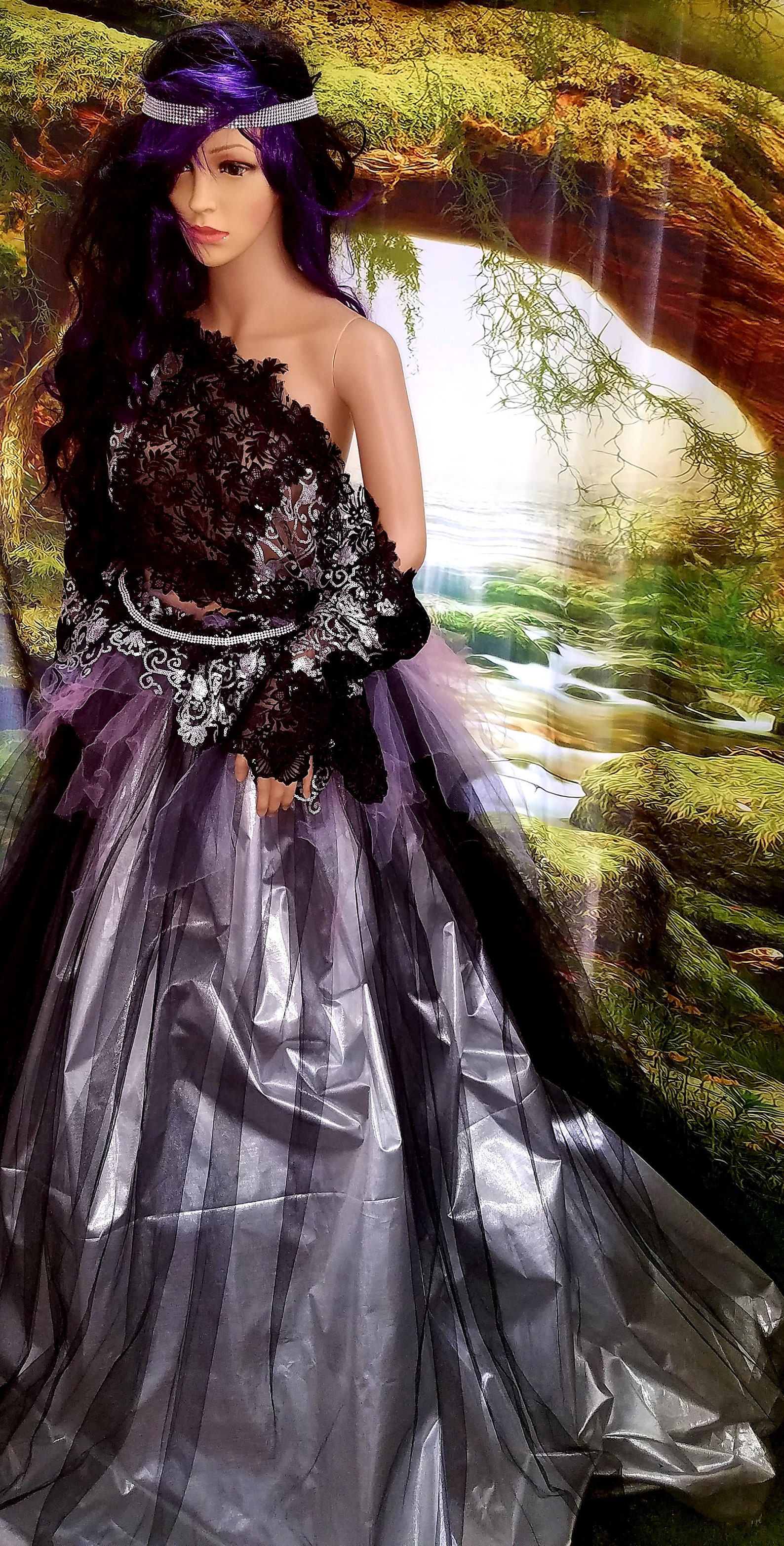 GREER Custom Order Backless Black Lavender Silver & Mauve Sequin ...
