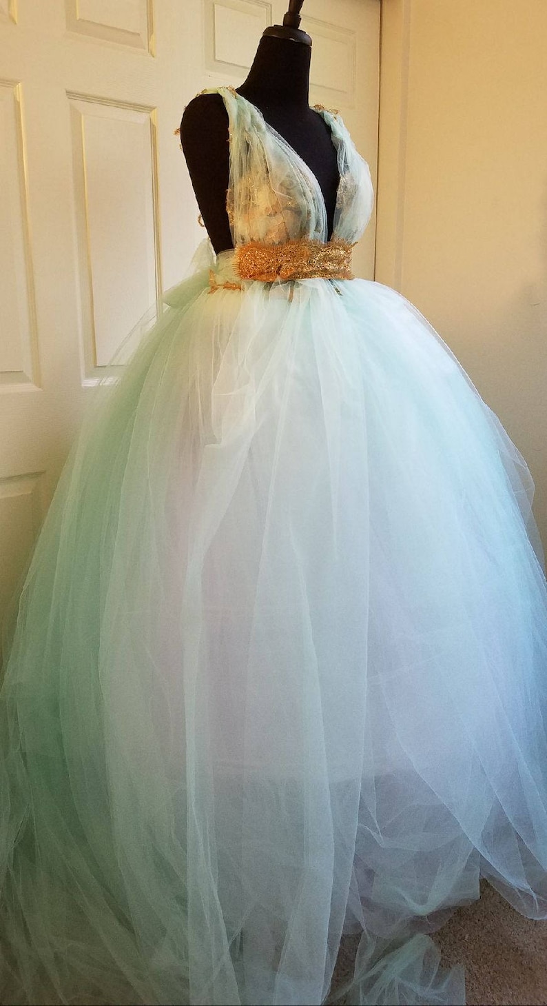 Ethereal Romantic Mint Green & Gold Lace Tulle Garden Nymph Babydoll ...