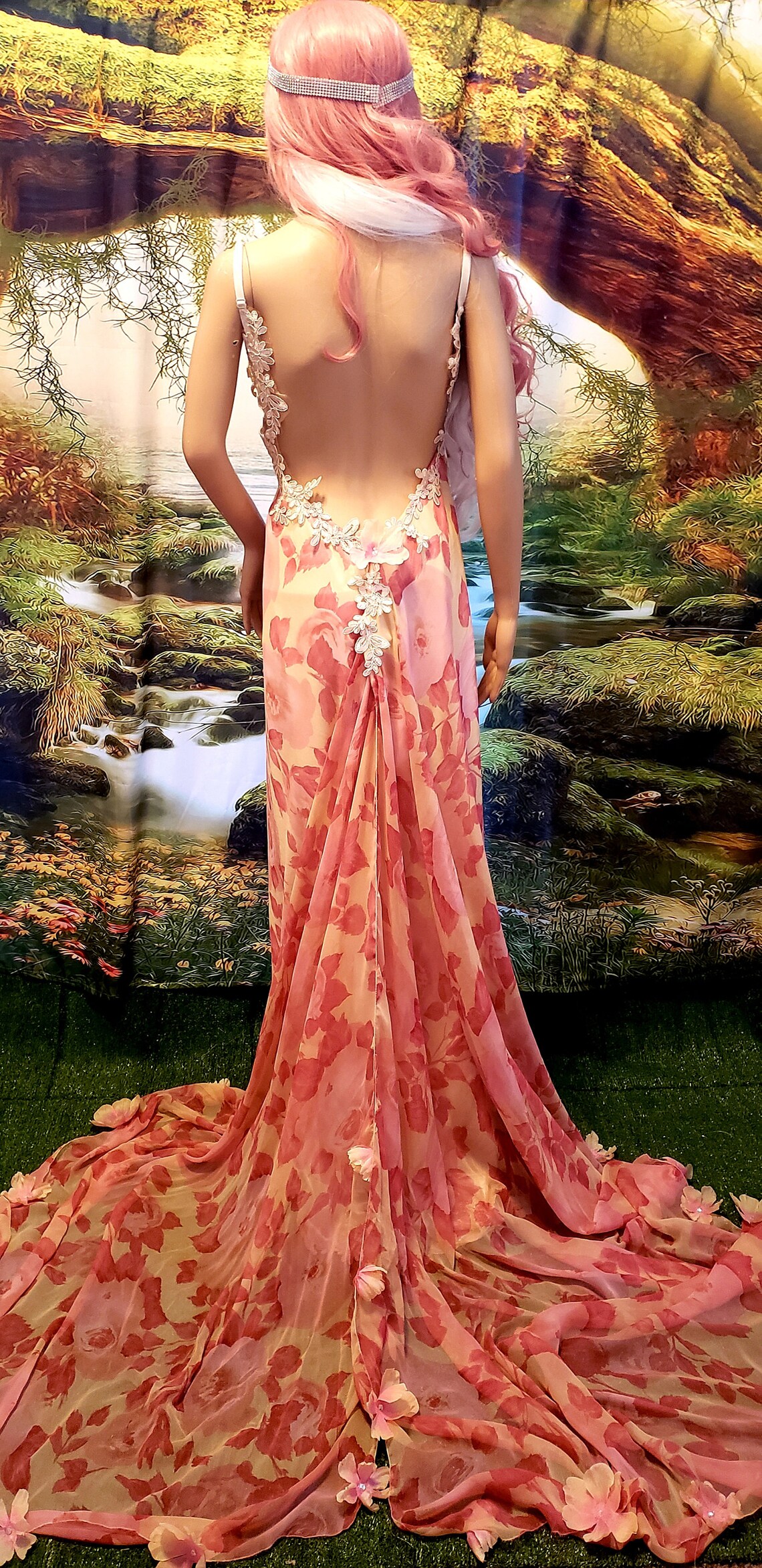 ERICA Custom Order Pink Mauve & Ivory Silk Backless Organza 2 in 1 ...