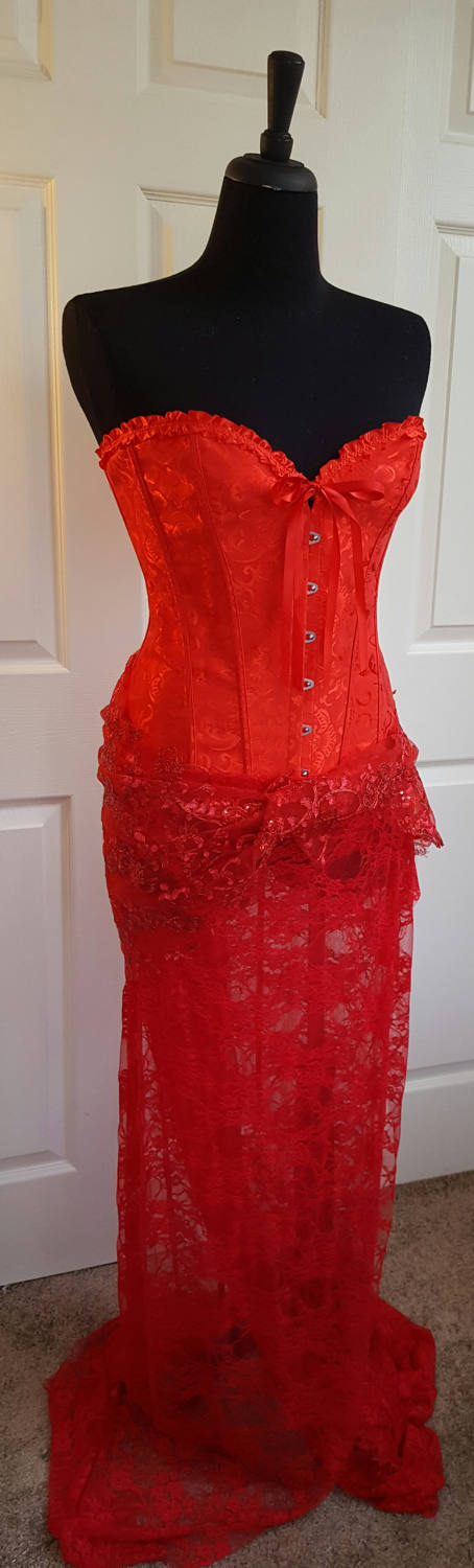 Sexy Red Jessica Rabbit Inspired Corset Lace Mermaid Bridal Wedding ...