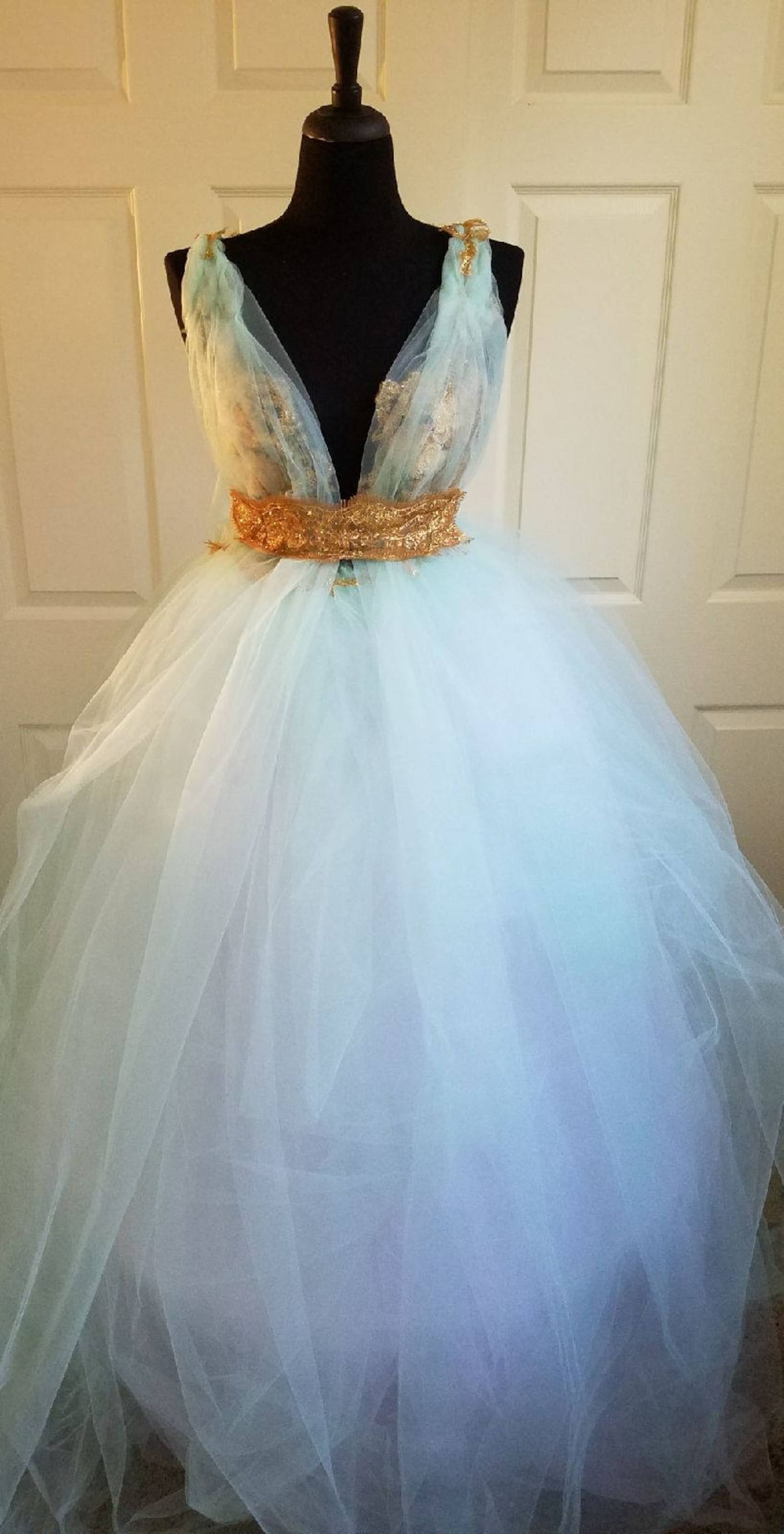 Ethereal Romantic Mint Green & Gold Lace Tulle Garden Nymph Babydoll ...