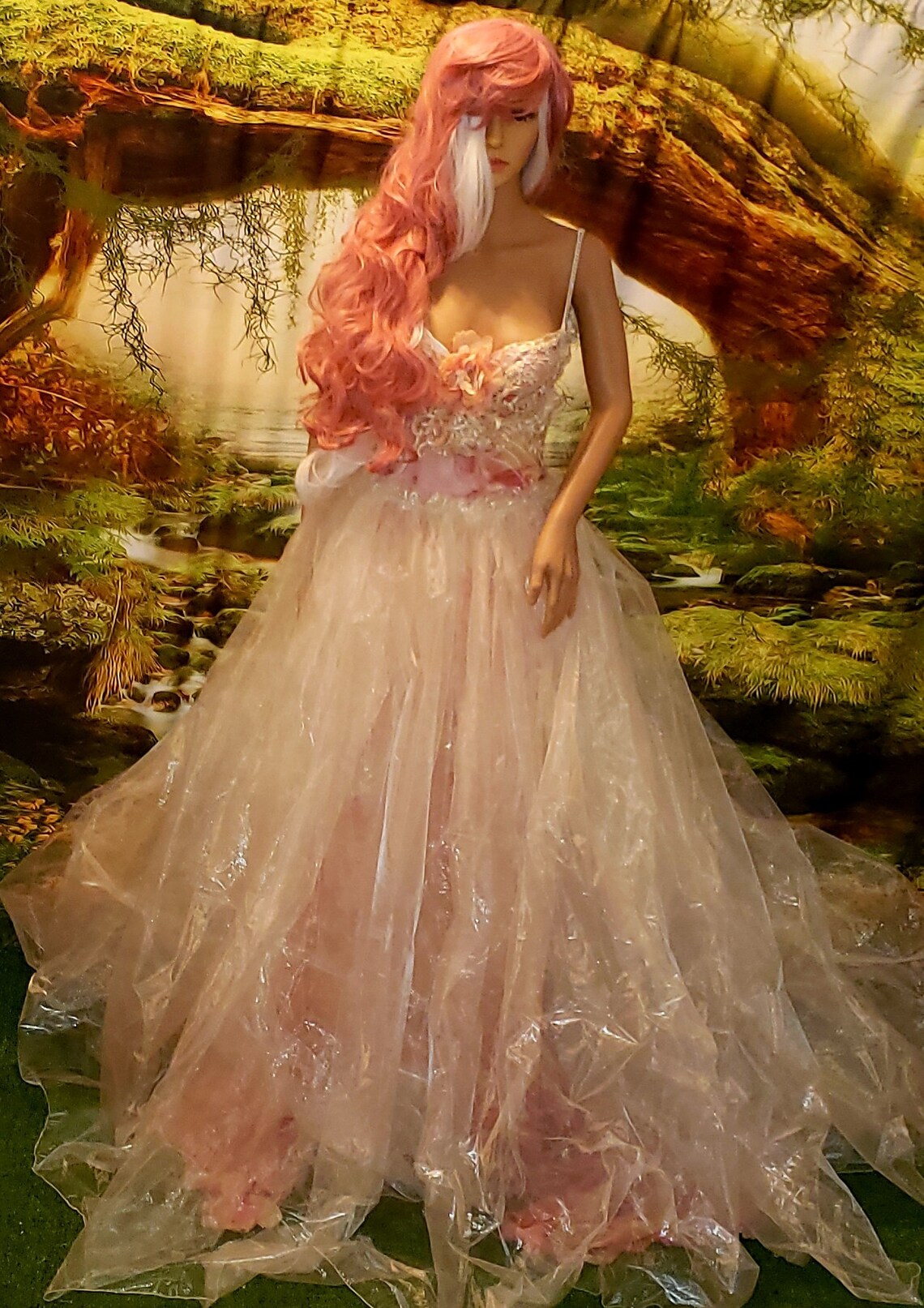 ERICA Custom Order Pink Mauve & Ivory Silk Backless Organza 2 in 1 ...