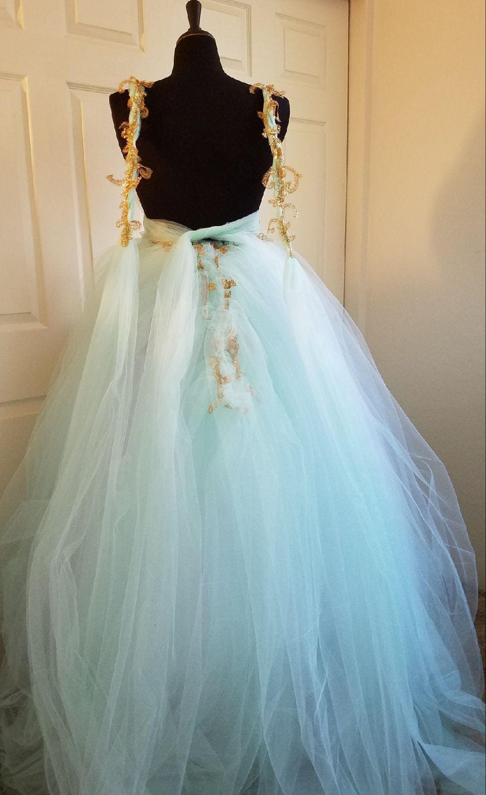 Ethereal Romantic Mint Green & Gold Lace Tulle Garden Nymph - Etsy