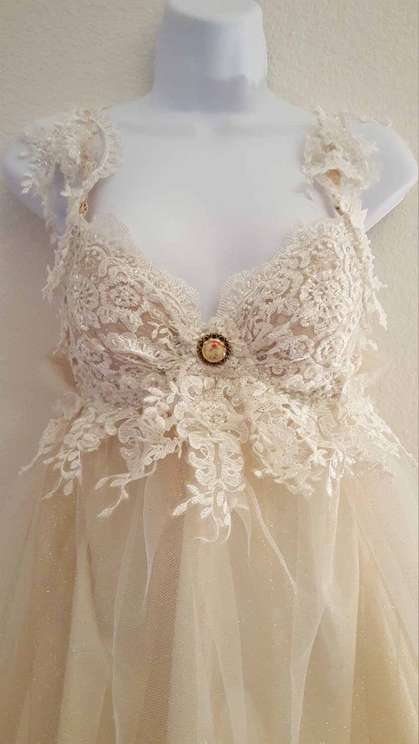 Venice Lace Gold Twinkle Goddess Champagne Empire Waist - Etsy
