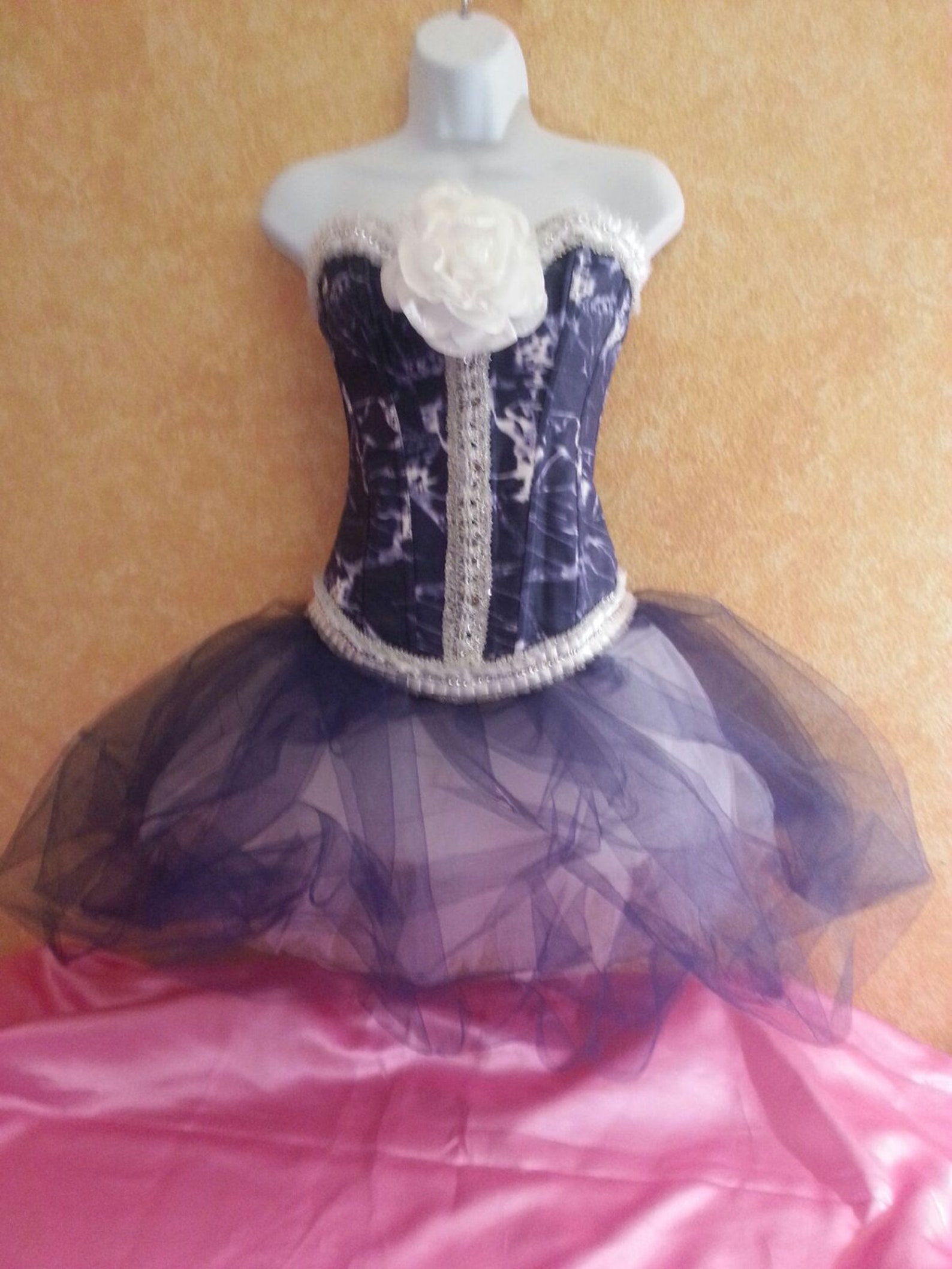 Sexy Denim Diamonds Tie Dye Corset & Navy Tulle Illusion - Etsy