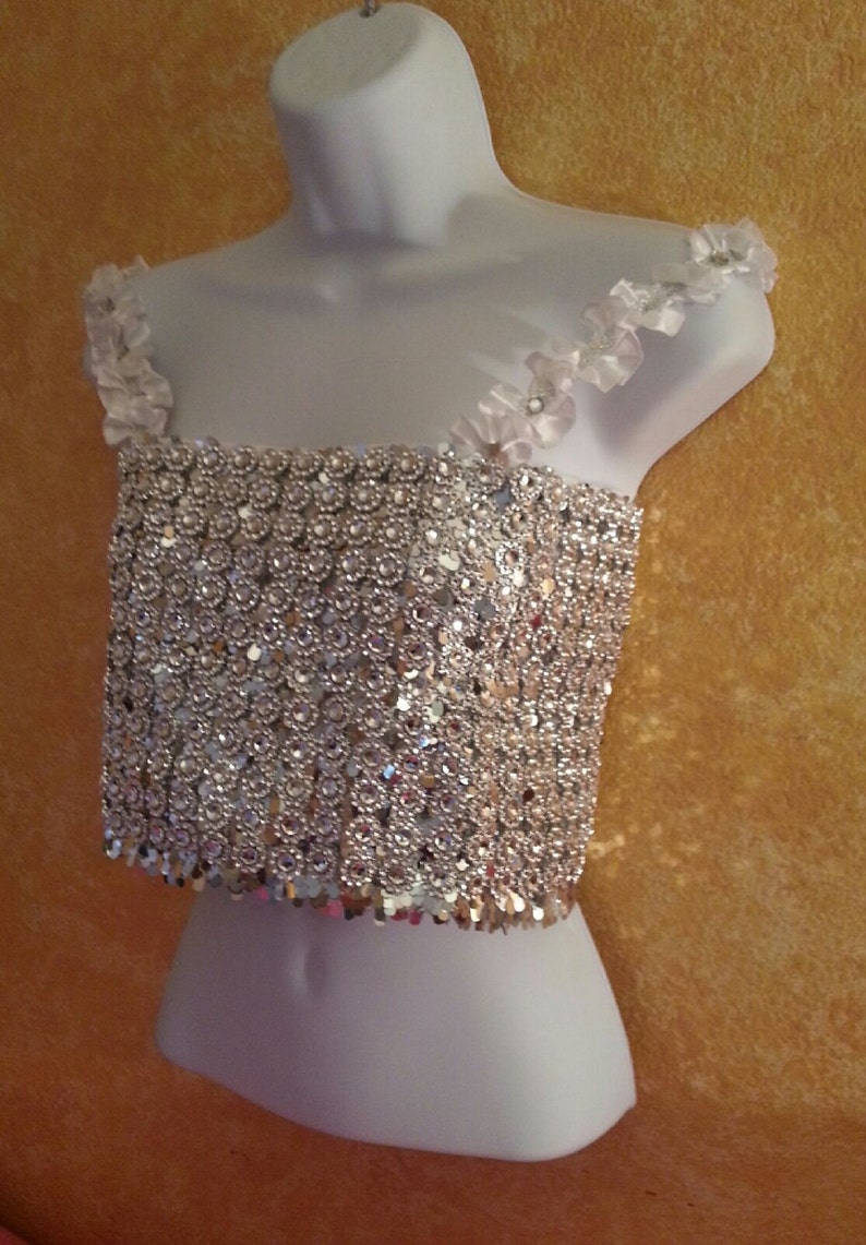 Sexy Silver Illusion Rhinestone Flower Mesh Crystal Fairy Bohemian ...