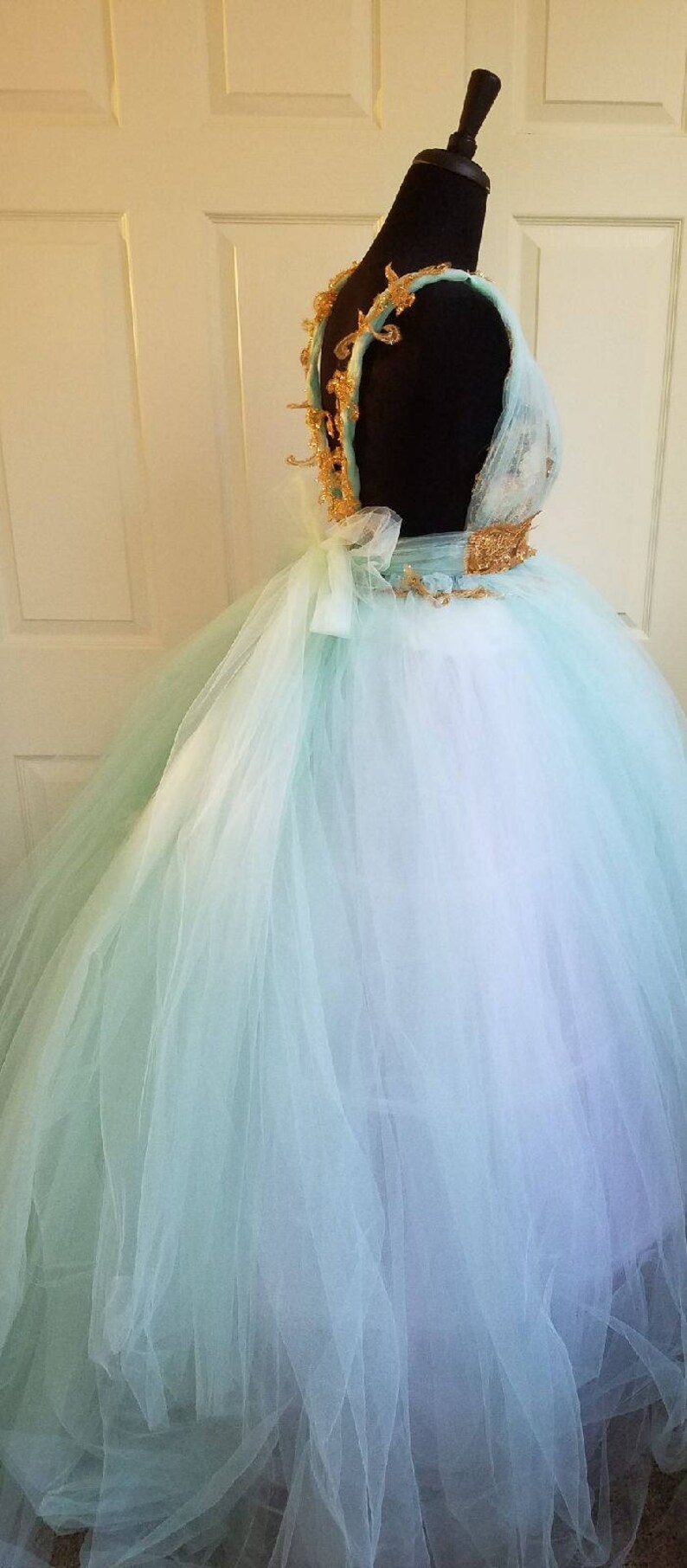 Ethereal Romantic Mint Green & Gold Lace Tulle Garden Nymph Babydoll ...