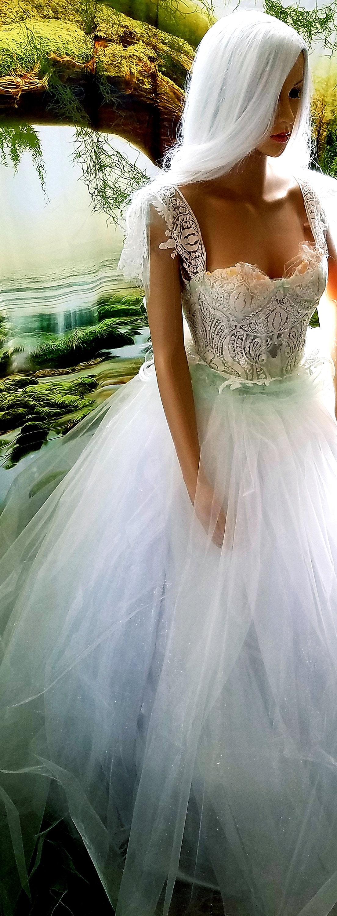 OLIVIA Custom Order Ivory Peach and Mint Green Embroidered | Etsy