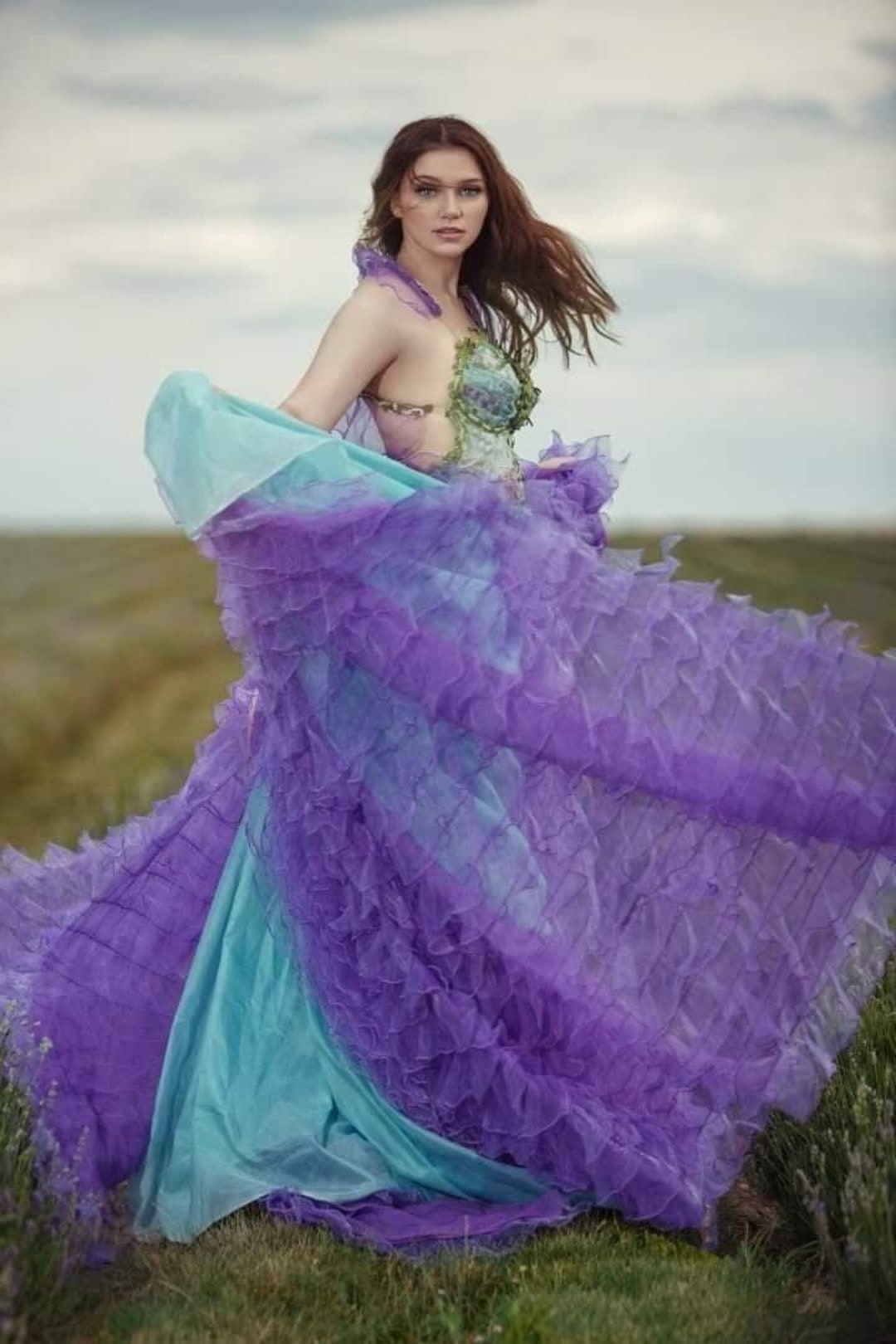 EVE Deep Lavender & Blue Ruffled Wedding Ballgown Set - Etsy