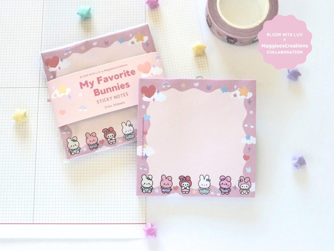 My Favorite Bunnies Sticky Notes | Cute Kawaii KPOP Bunny Pink Pastel ...
