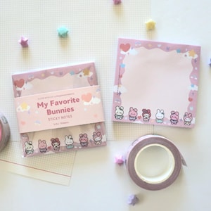 My Favorite Bunnies Sticky Notes | Cute Kawaii KPOP Bunny Pink Pastel ...