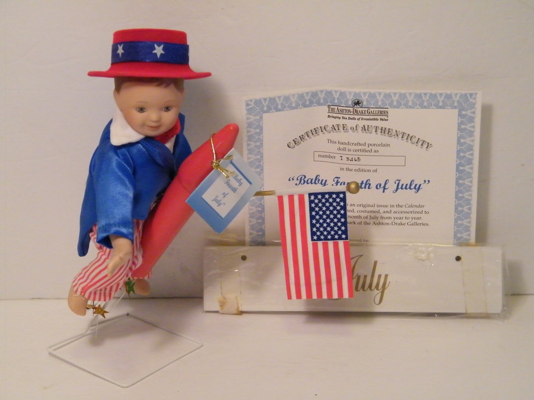 Baby Fourth of July Calendar Doll With COA, Vintage Ashton Drake 4th of ...