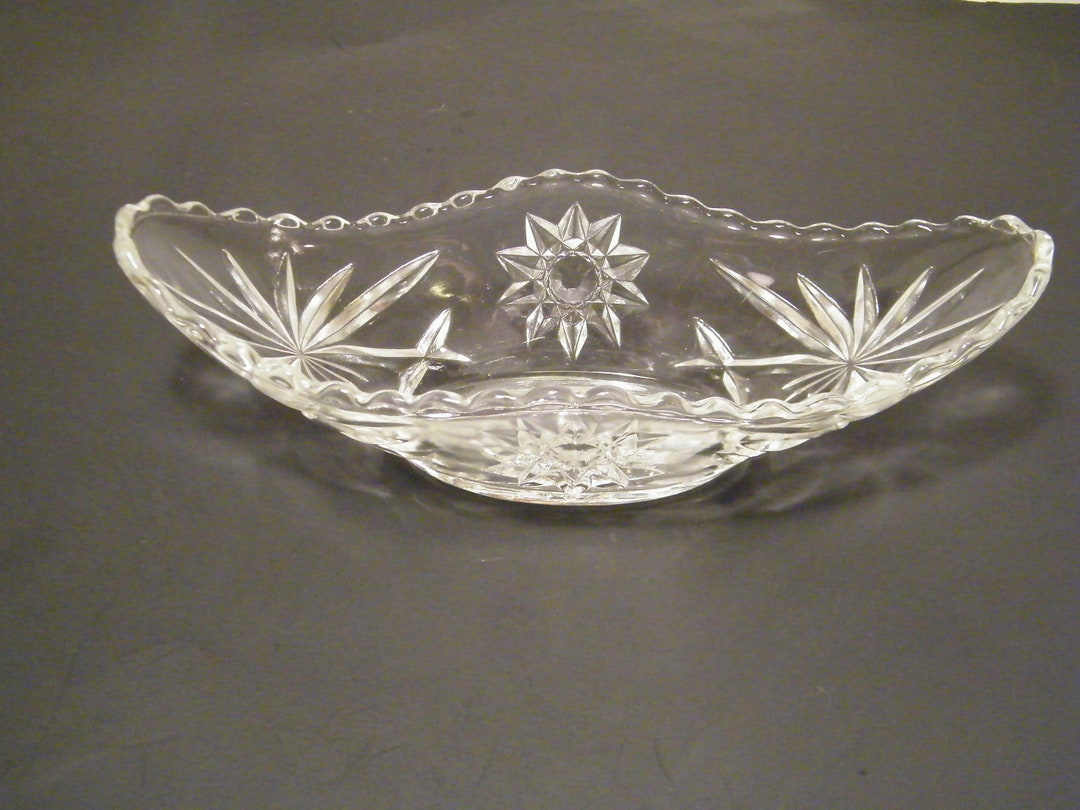 EAPG Star of David Candy Dish From Anchor Hocking, Vintage Oval Glass ...