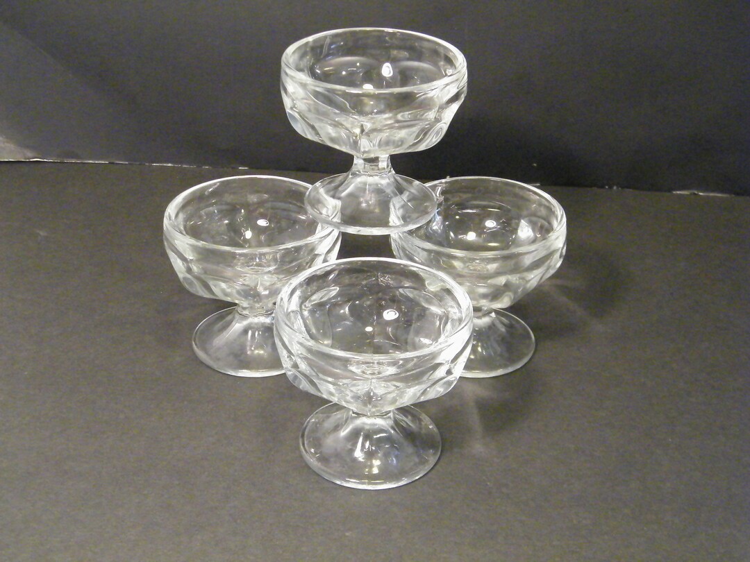 4 Libbey Glass Sherbets in Style 5162, Vintage Clear Glass Dessert ...