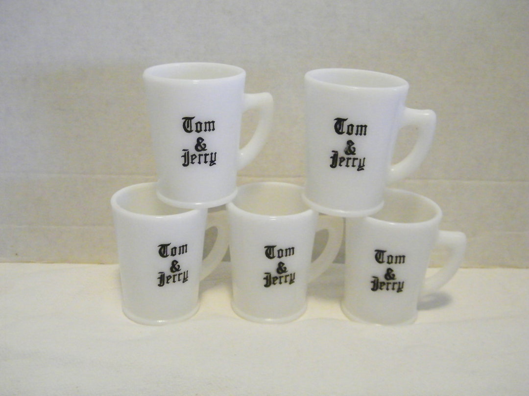 5 Mckee Tom and Jerry Punch Mugs With Black Lettering, Vintage Set of ...