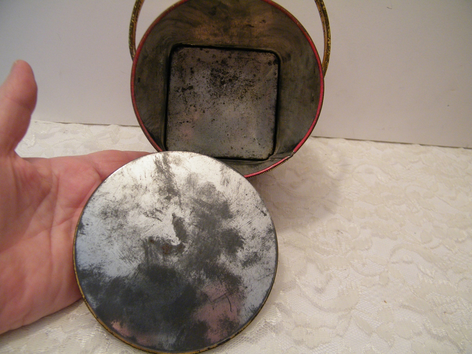 3 Vintage Tin Gift Cans or Storage Red Handled Goldtone - Etsy