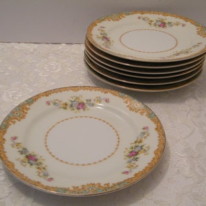 7 Yamaka Tajimi Occupied Japan Bread or Dessert Plates, Vintage 1940s ...