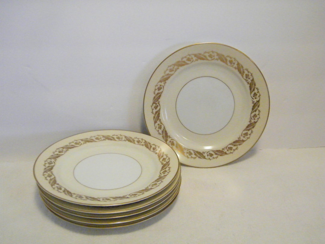 6 Noritake Morimura Bread Plates With Gold Leaves and Berries Accent ...
