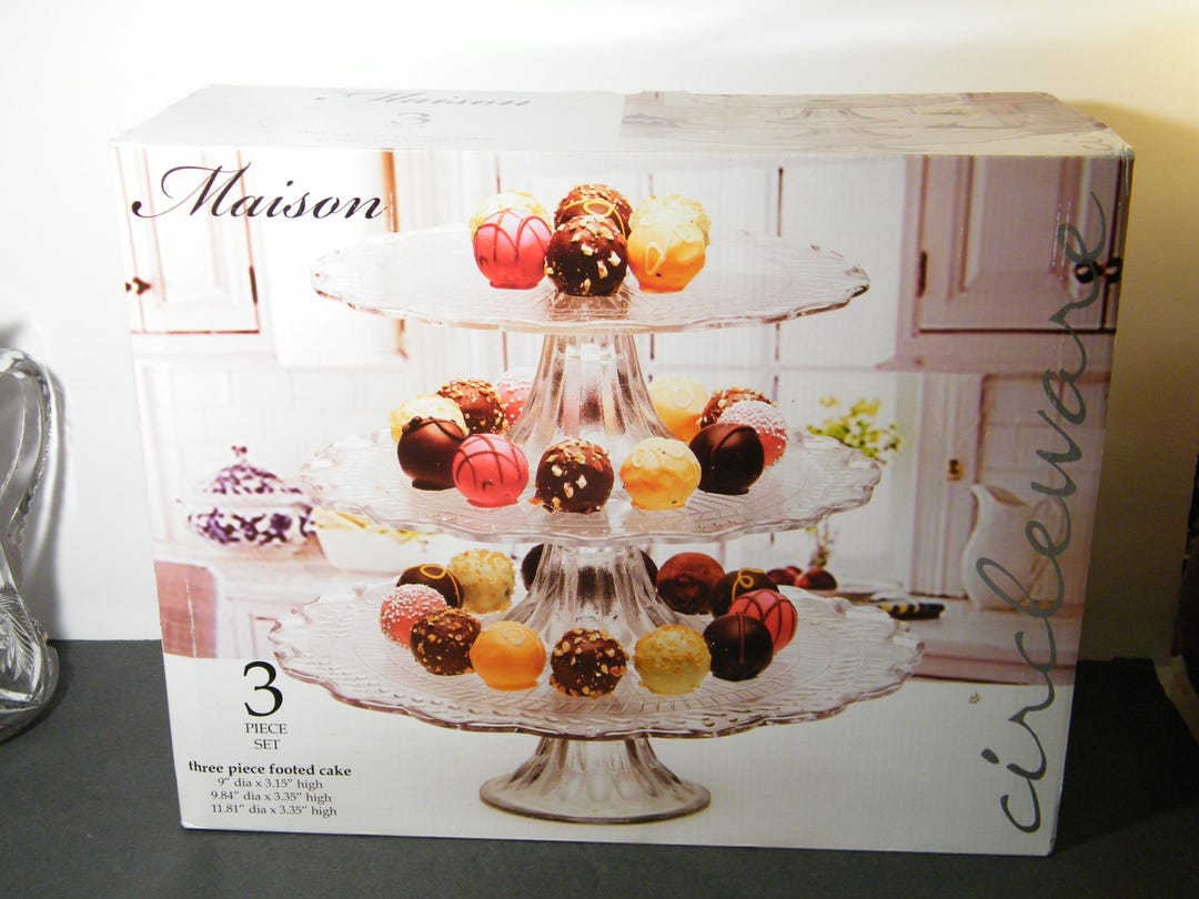Circleware 3 Piece Footed Cake or Dessert Plate Set by Maison, Vintage ...