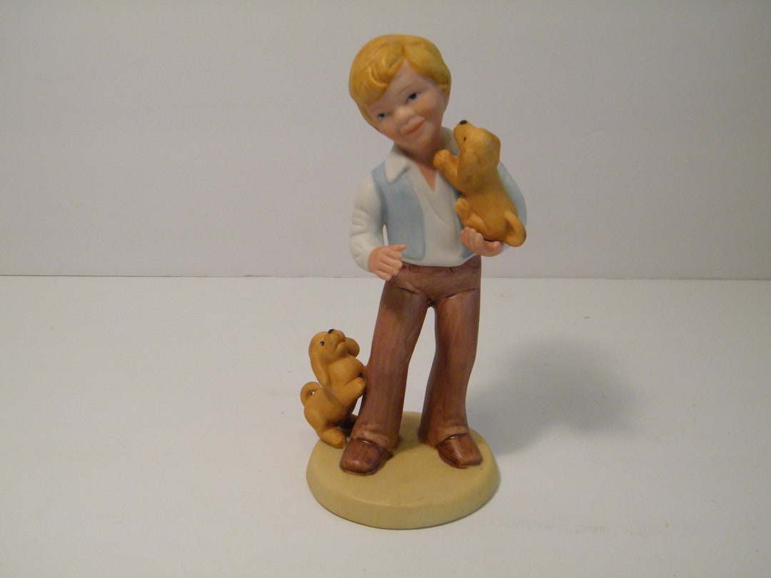 Avon Best Friends Figurine Boy and His Dogs, Vintage 1981 Ceramic ...