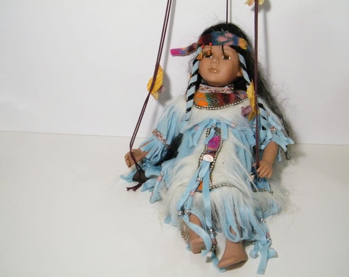 Vintage Porcelain Native Indian Princess Doll on Swing by Cathay ...