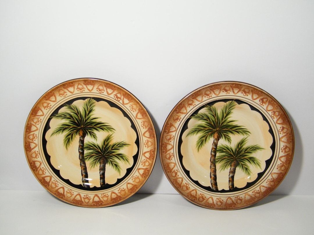 2 Corsica Salad Plates With Nefelin Palm Design, Each Vintage Plate is ...