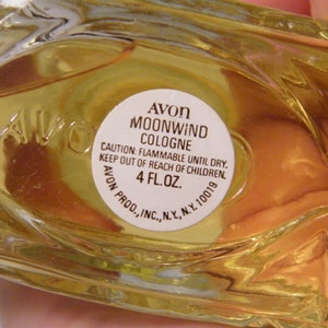 Avon Moonwind Cologne With Etched Butterfly on Stopper, Vintage ...