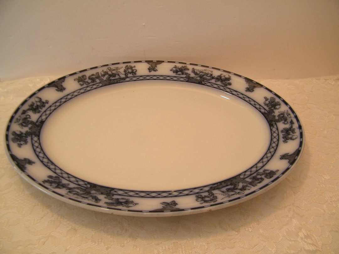 Antique Flow Blue Platter by Losol Ware in Rare Beverly Pattern ...