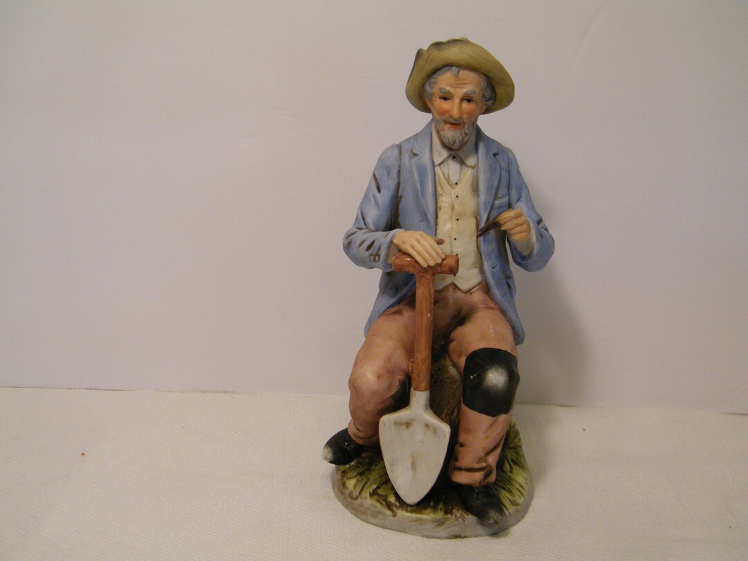 Homco Old Man on Stump With Shovel Figurine Number 1433, Vintage 8 Inch ...