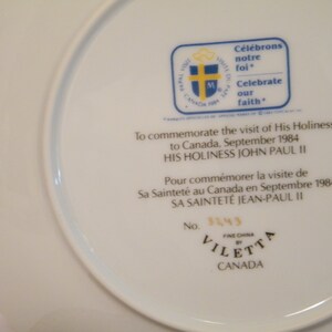 Pope John Paul II 1994 Papal Visit to Canada Collector Plate, Vintage 8 ...