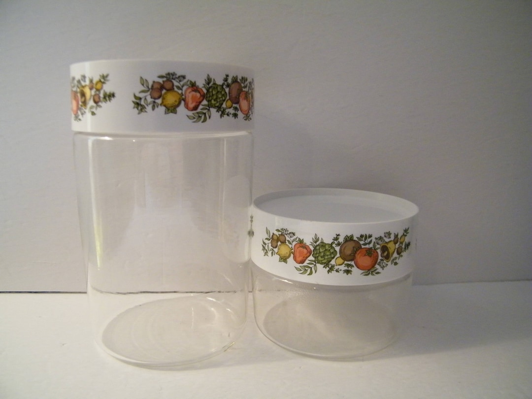 Pyrex Spice of Life 2 Piece Glass Canister Set, Vintage Kitchen Storage ...