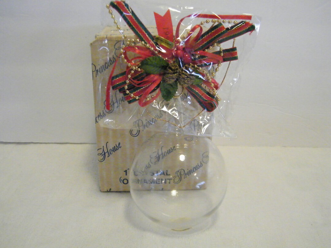 Princess House Crystal Christmas Ornament With Red and Green Bow Accent ...