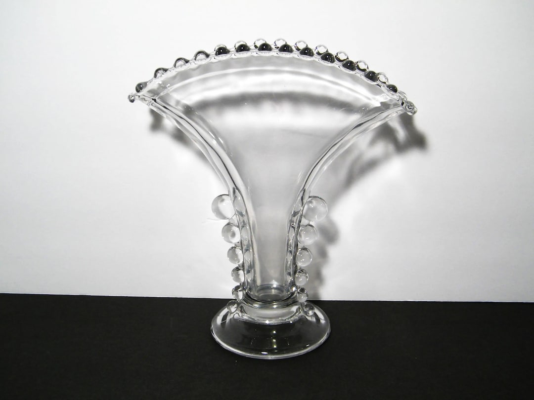 Candlewick Fan Vase From Imperial Glass, Vintage Glass Art Decor Style ...