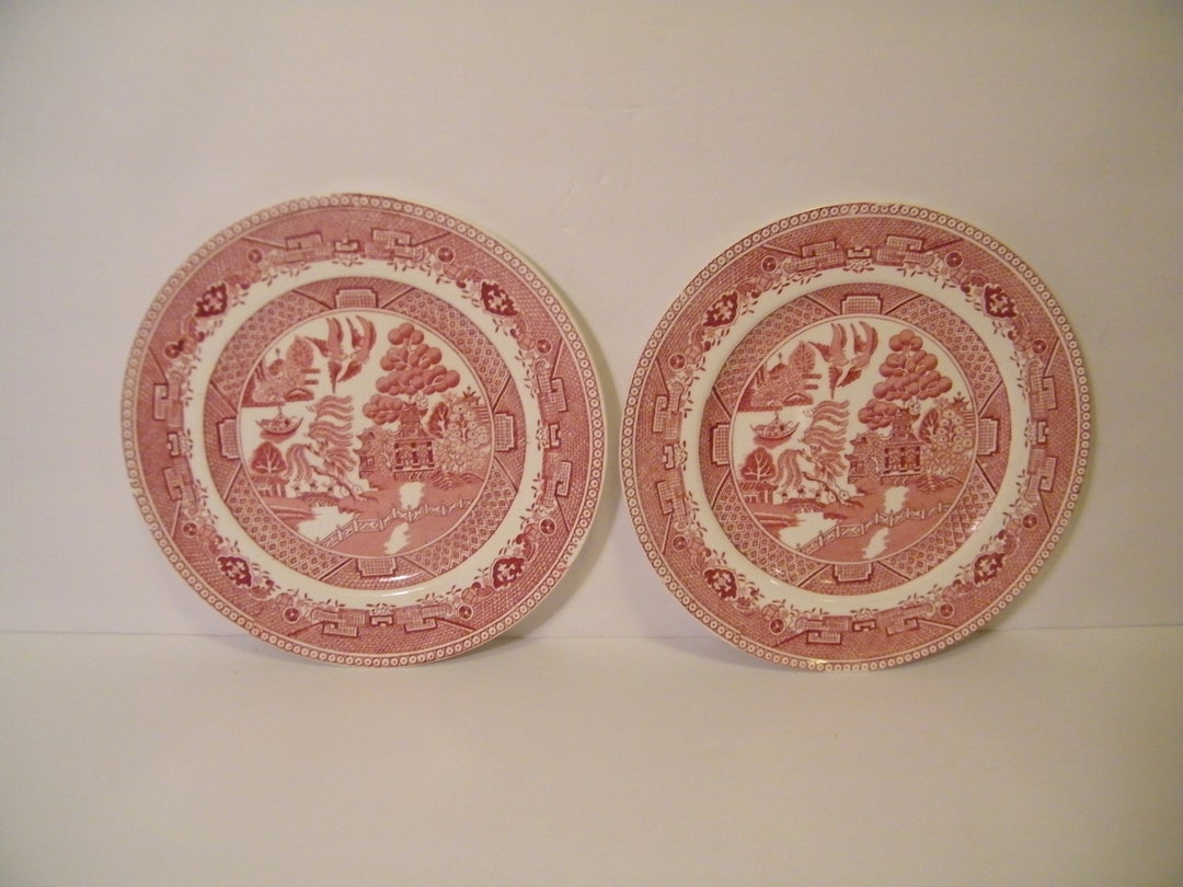 2 Victoria Porcelain Red Willow Salad Plates Fenton England - Etsy