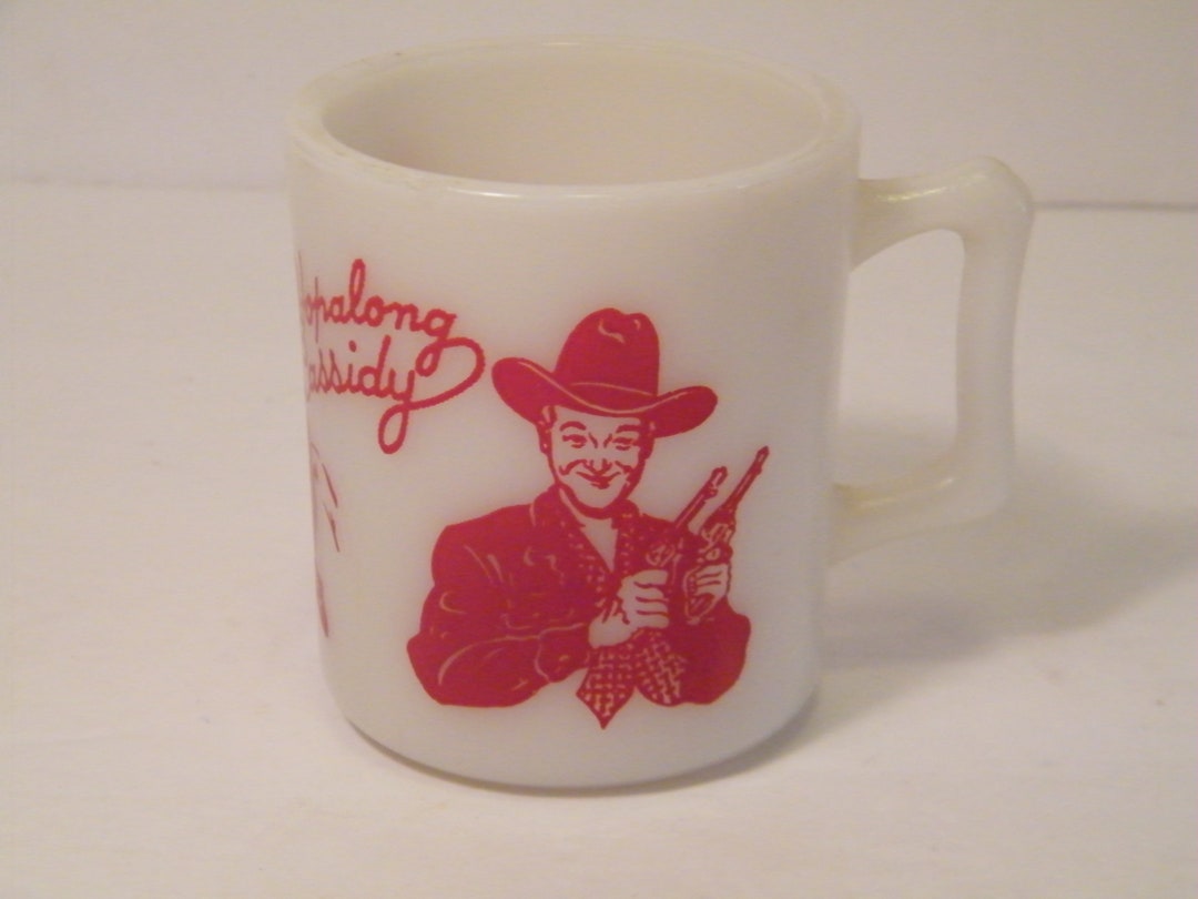 FLAWED Hopalong Cassidy Milk Glass Collectible Mug, Vintage Previously ...