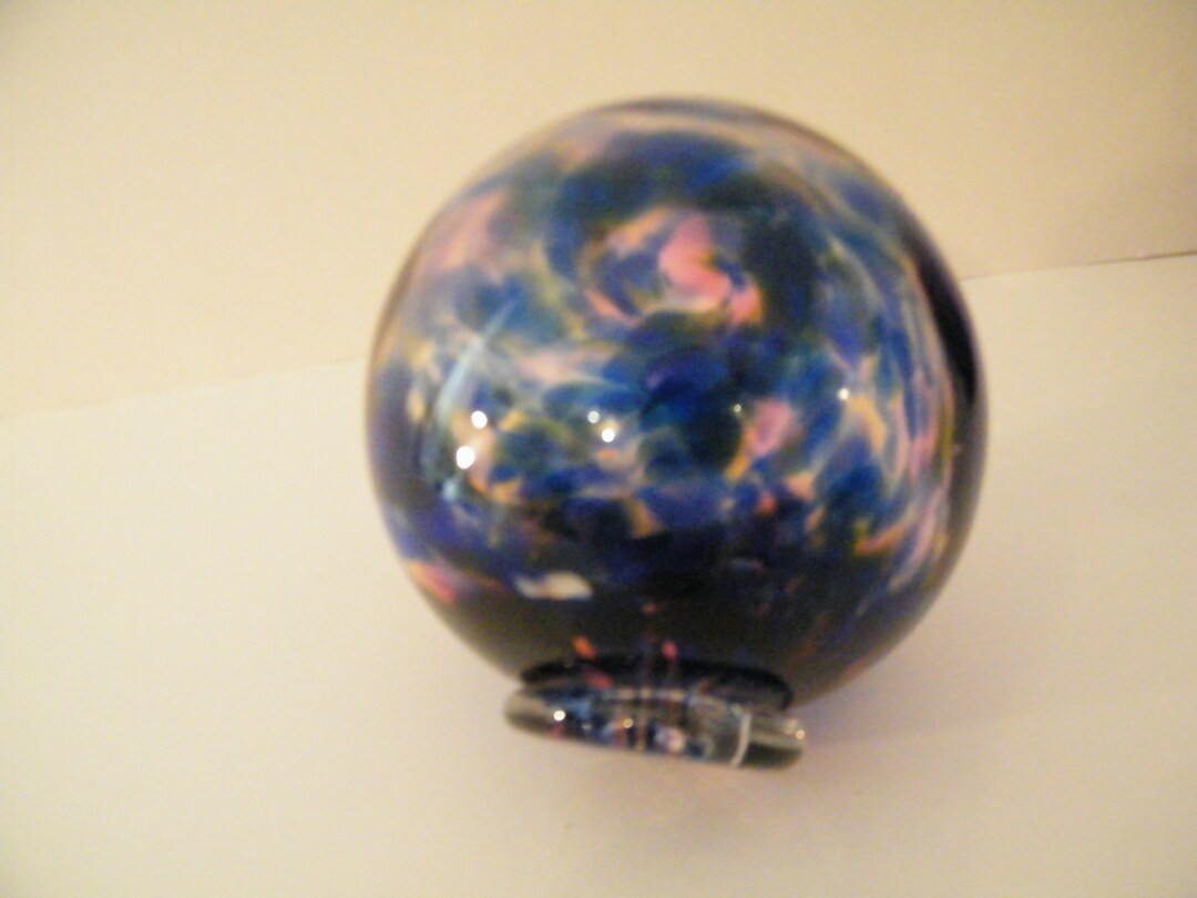 Blown Glass Gazing Ball Footed for Stand Alone Display, Vintage Art ...
