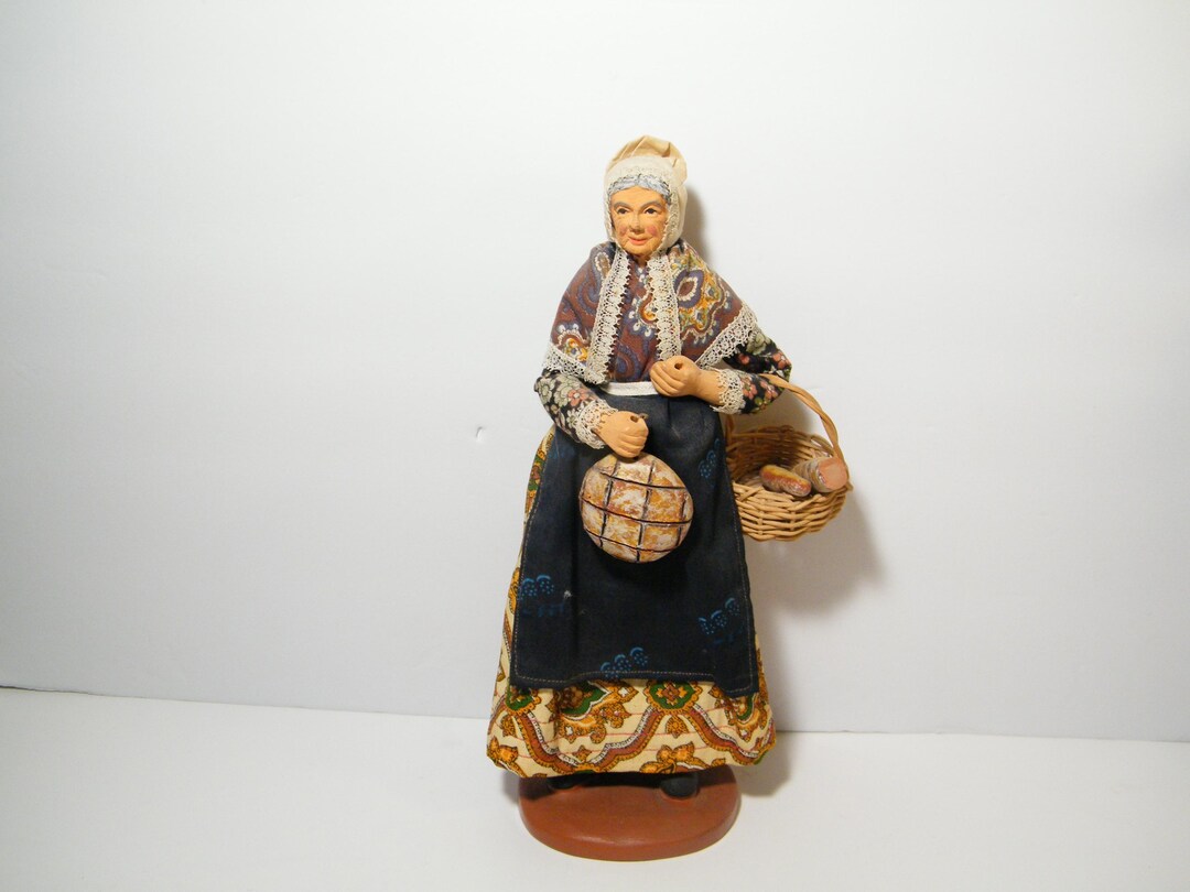 French Pottery Bread Woman Art Doll by Artist for Vallauris, Vintage ...