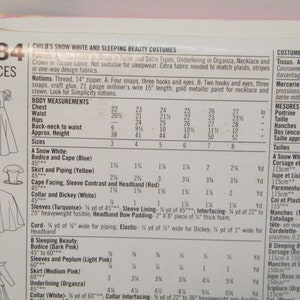 Simplicity 9384 Snow White and Sleeping Beauty Pattern UNCUT Size A, 3 ...