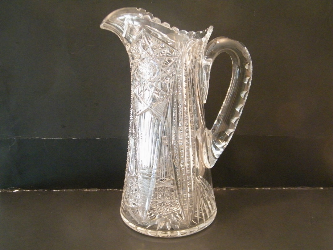 American Brilliant Cut Lead Crystal Lemonade Pitcher, Vintage ANTIQUE ...