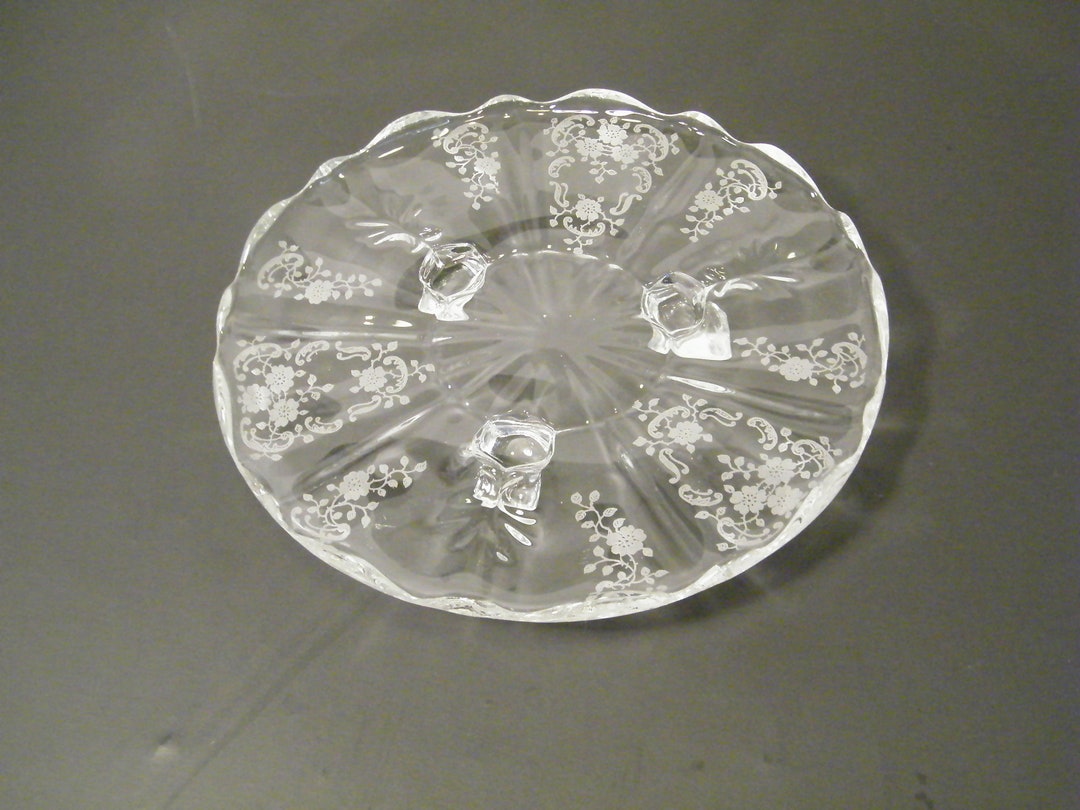 Fostoria Crystal Baroque Meadow Rose Pattern Tid Bit Tray, Vintage ...