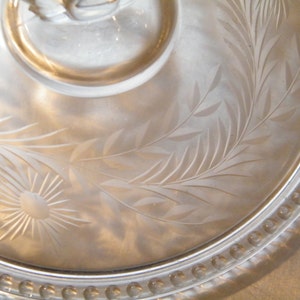 Mckee Glass Divided Candy Box Etched Floral, Vintage Early 1900s Prescut Glass Innovation Series ...