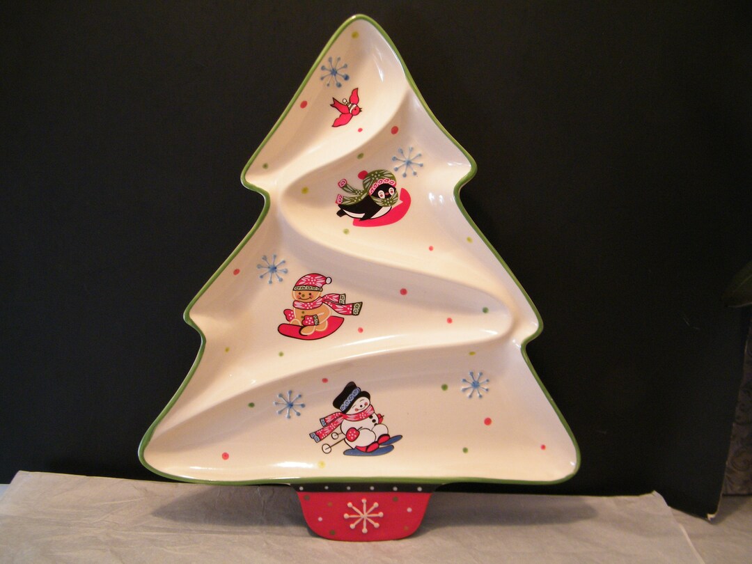 Temptations Winter Whimsy Cookie Tree Plate, Vintage Christmas Cookie ...